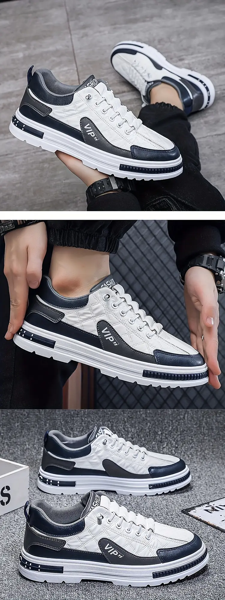 조절 가능한 버클이 있는 남성용 트렌디 컬러 블록 스케이트보드 신발 야외 산책 조깅 여행용 미끄럼 방지 로우 탑 올 시즌 편안함 Temu Korea