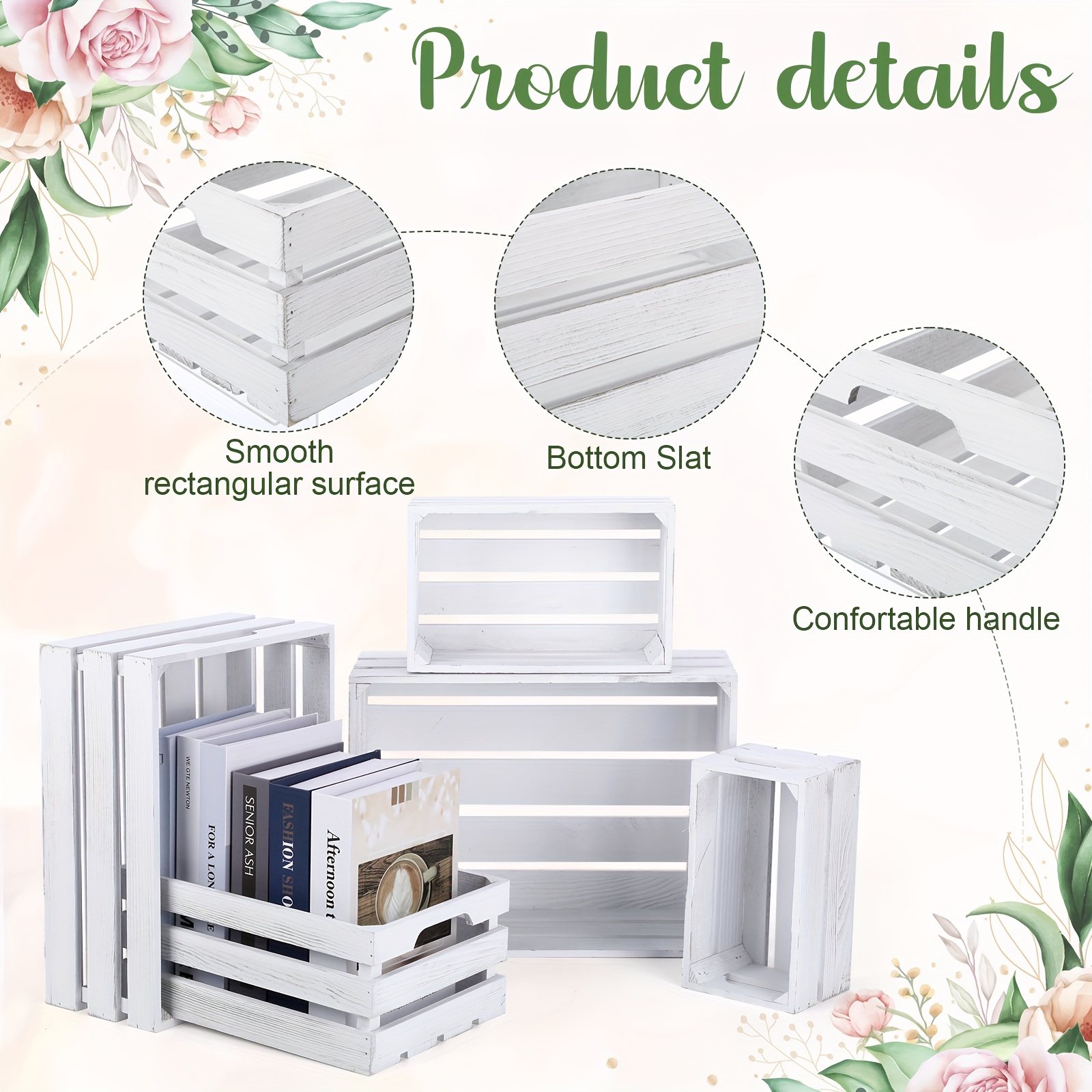 Decorative Nesting Wooden Crates Storage Display 5 Size - Temu