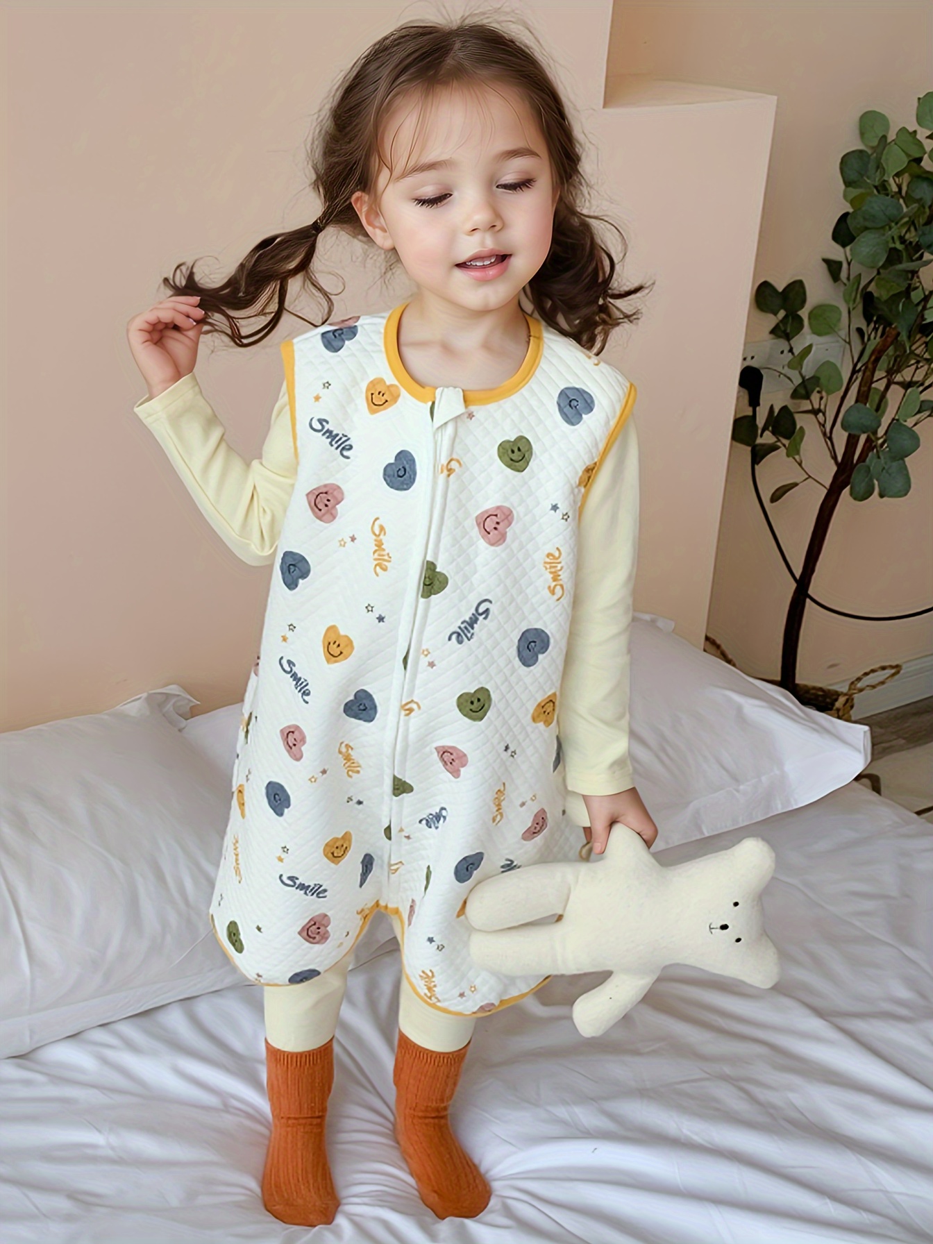 Baby Girls Kids Three layer Clip Cotton Smile Face Love - Temu New Zealand