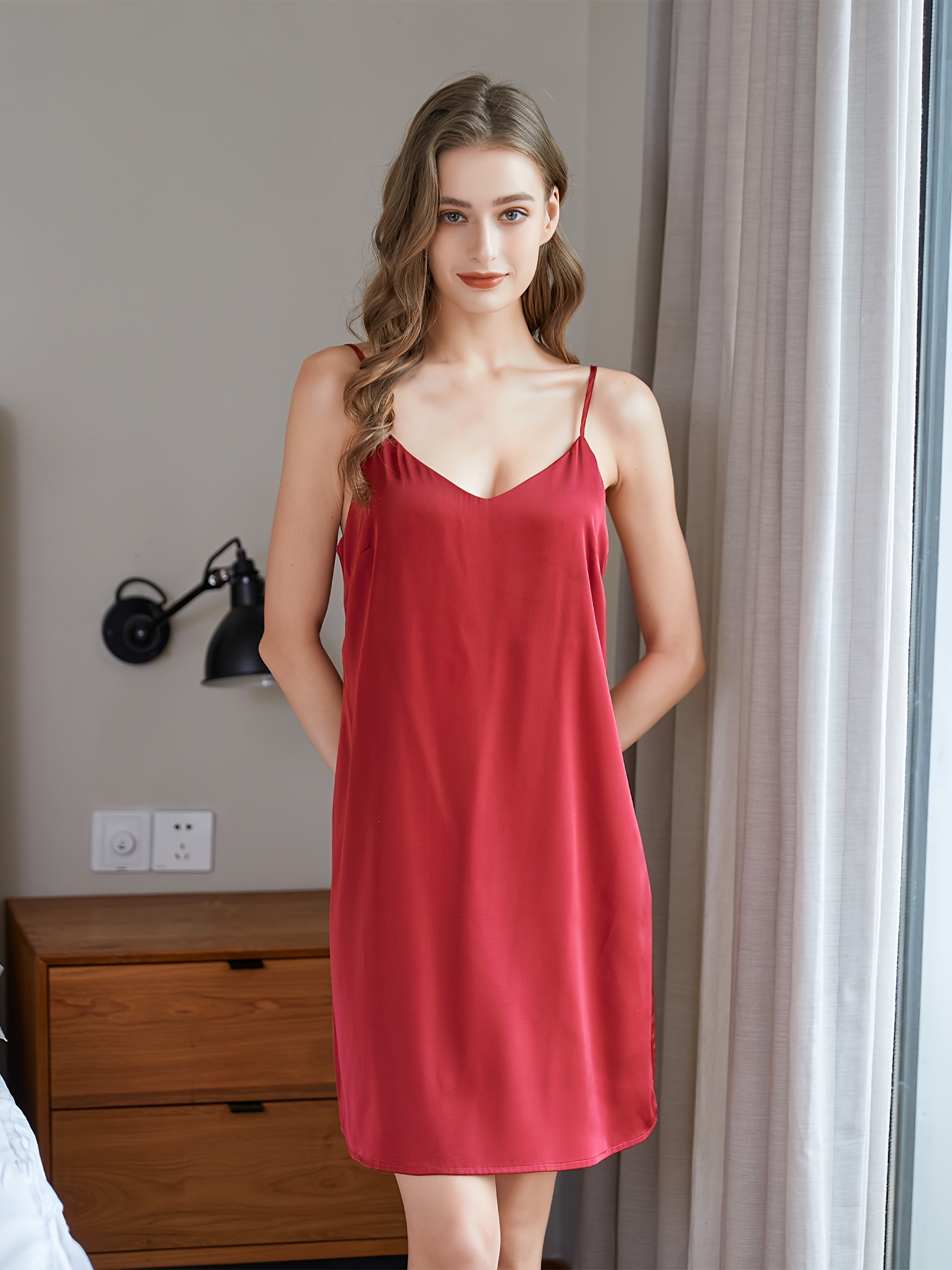 Women's Satin Chemise Sleeveless Spaghetti Strap Lingerie - Temu Australia
