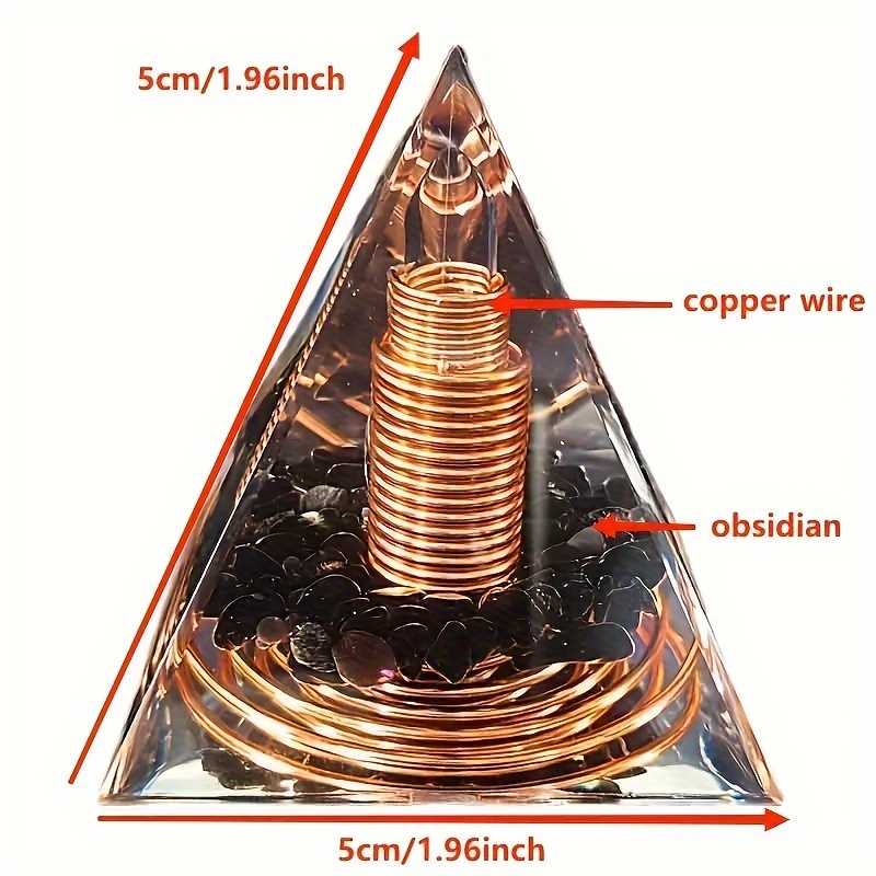 Crystal Pyramid Ornament Crushed Stones Copper Coils Yoga - Temu