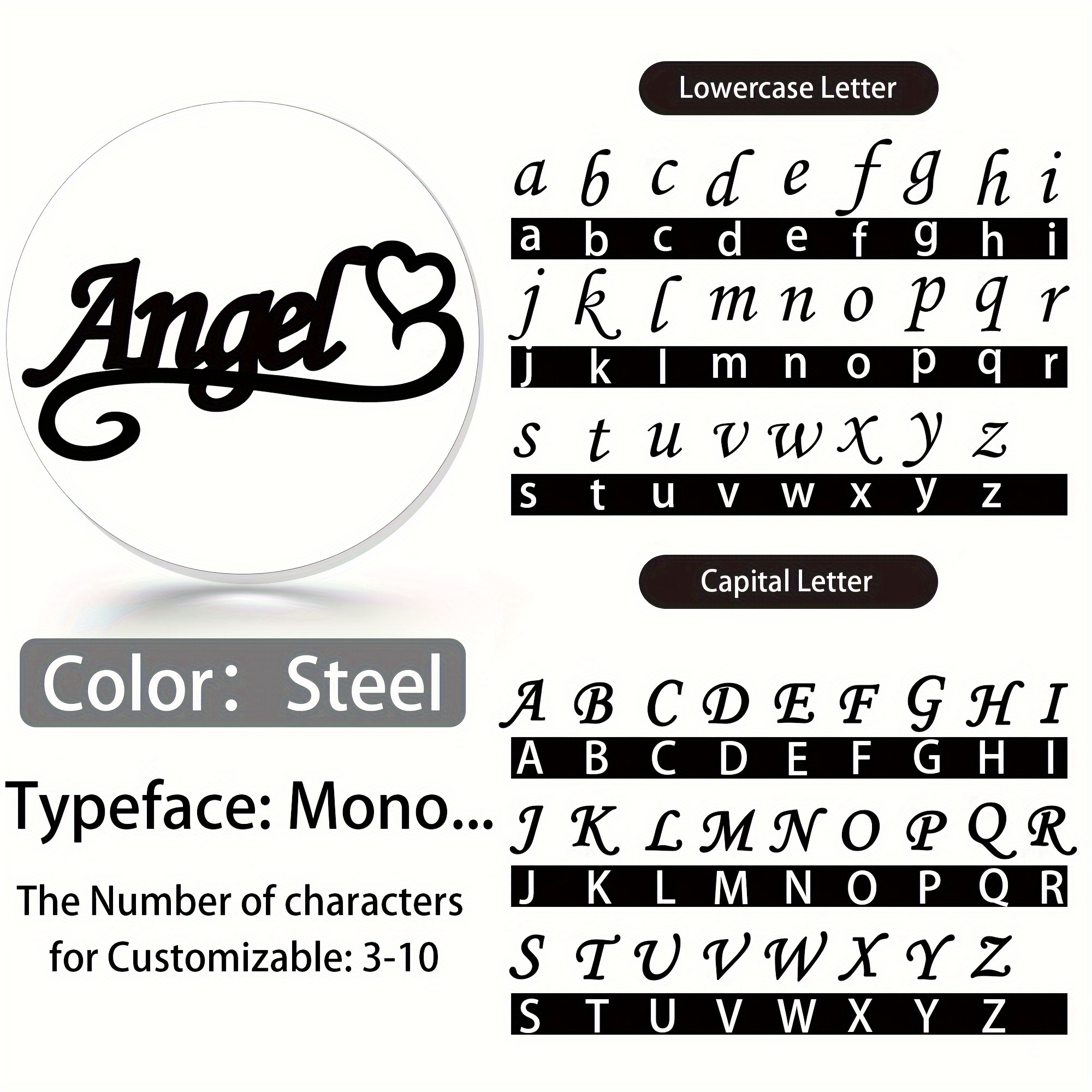 Customized Stainless Steel Heart shaped Personalized Name - Temu New ...