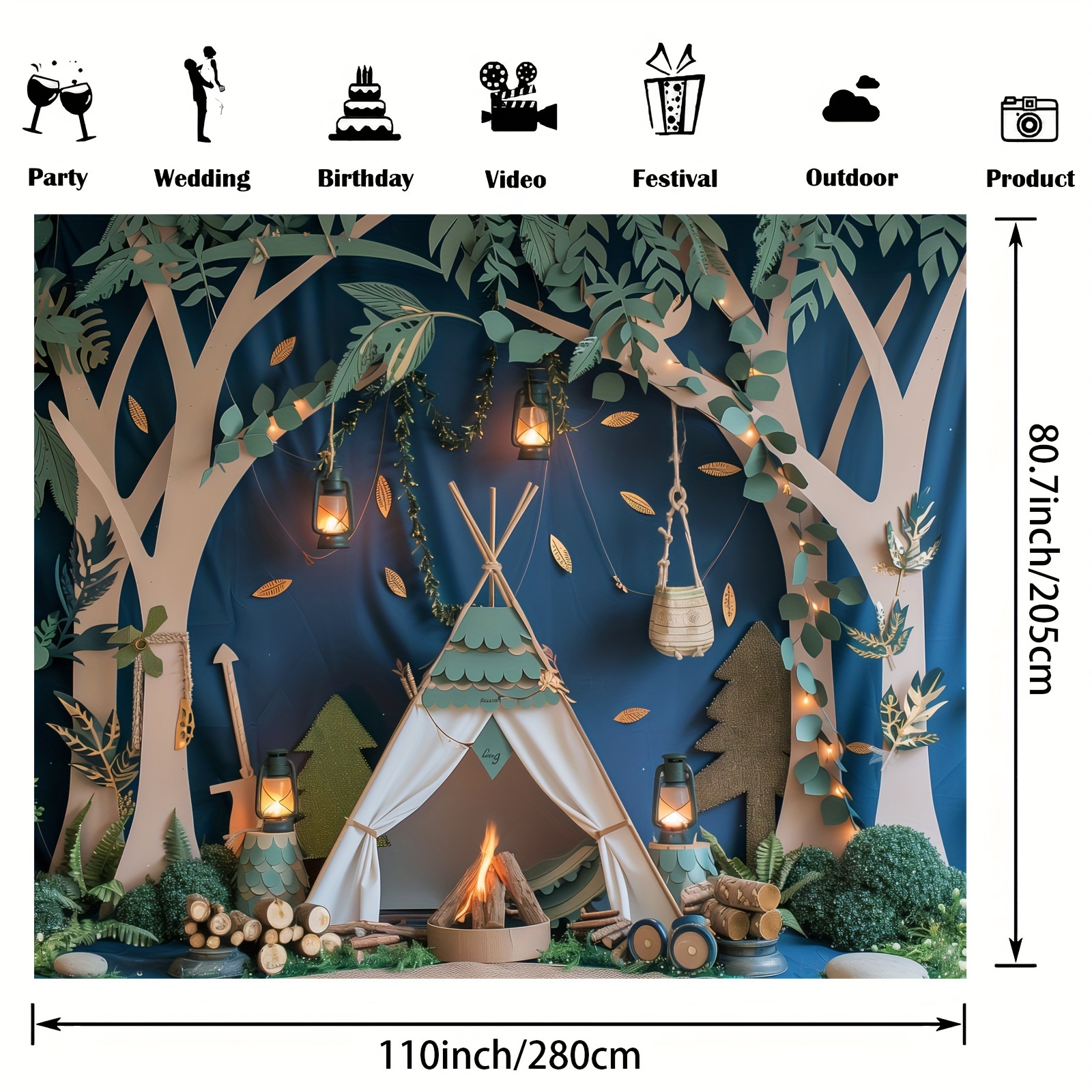 Versatile Camping themed Polyester Backdrop Perfect - Temu