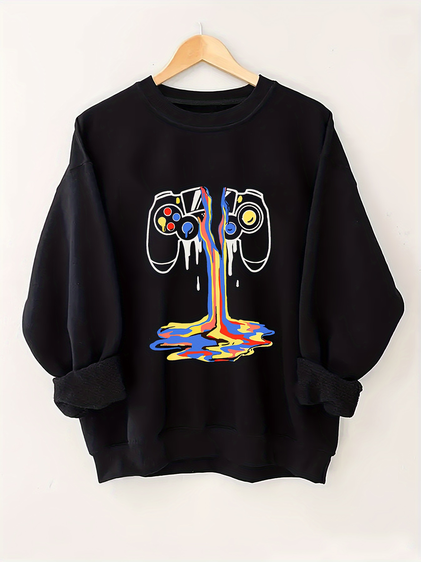Plus Size Cartoon Print Sweatshirt Casual Long Sleeve Crew Temu South
