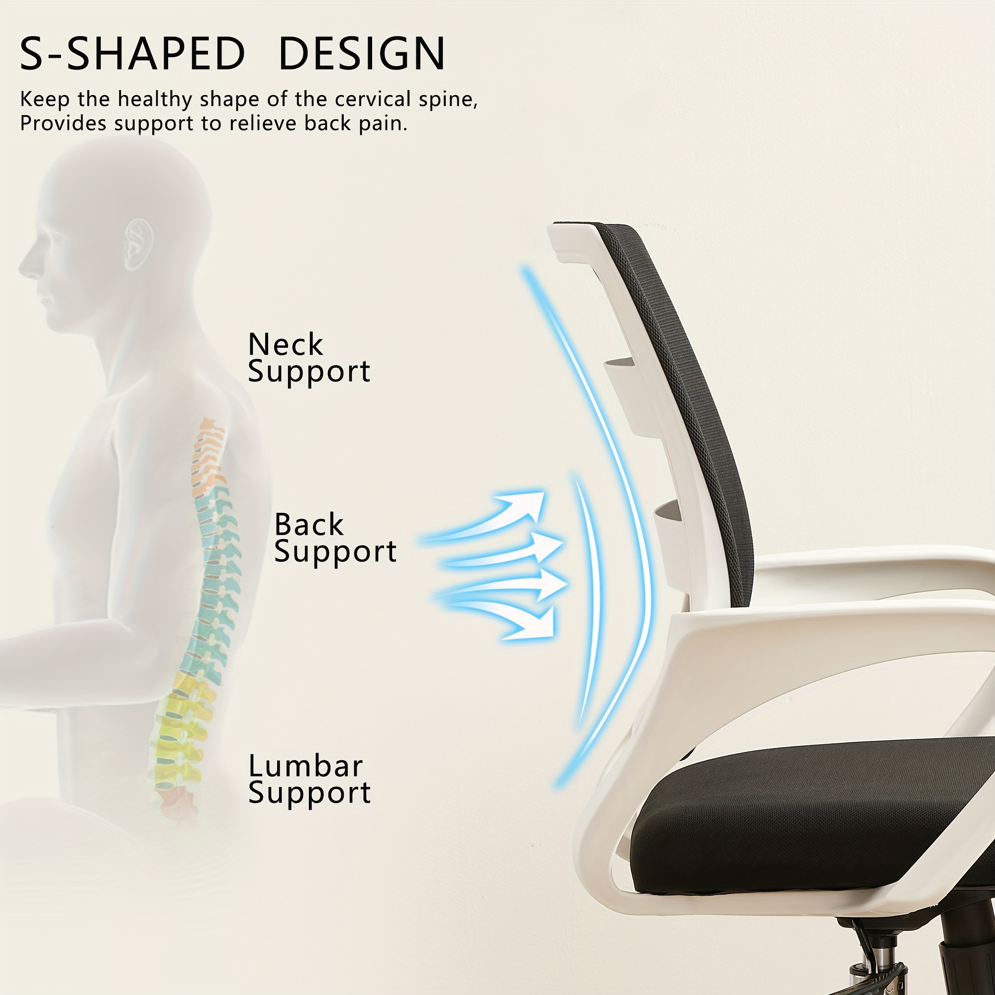 Ergonomic Comfortable Home Table And Chair, -back With Wheels, Adaptive ...