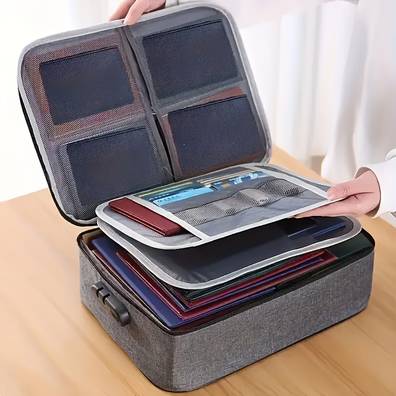 File Storage Bag Lock Fireproof Three layer File Storage - Temu United ...