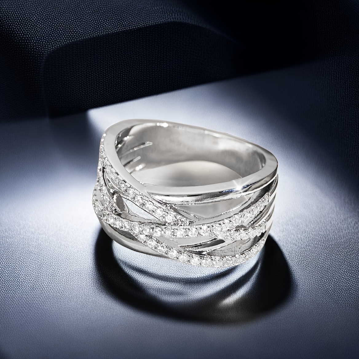 Luxury Cross Design Zirconia Ring Women Lover - Temu