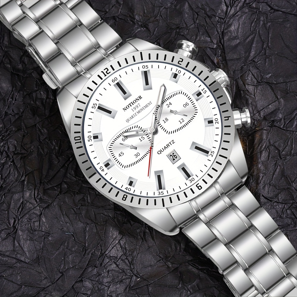 Notionr Business Mens Stainless Steel Wristwatches Fashion Luminous ...