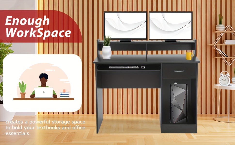 Office Desk Computer Desk Drawers Keyboard Tray Study - Temu