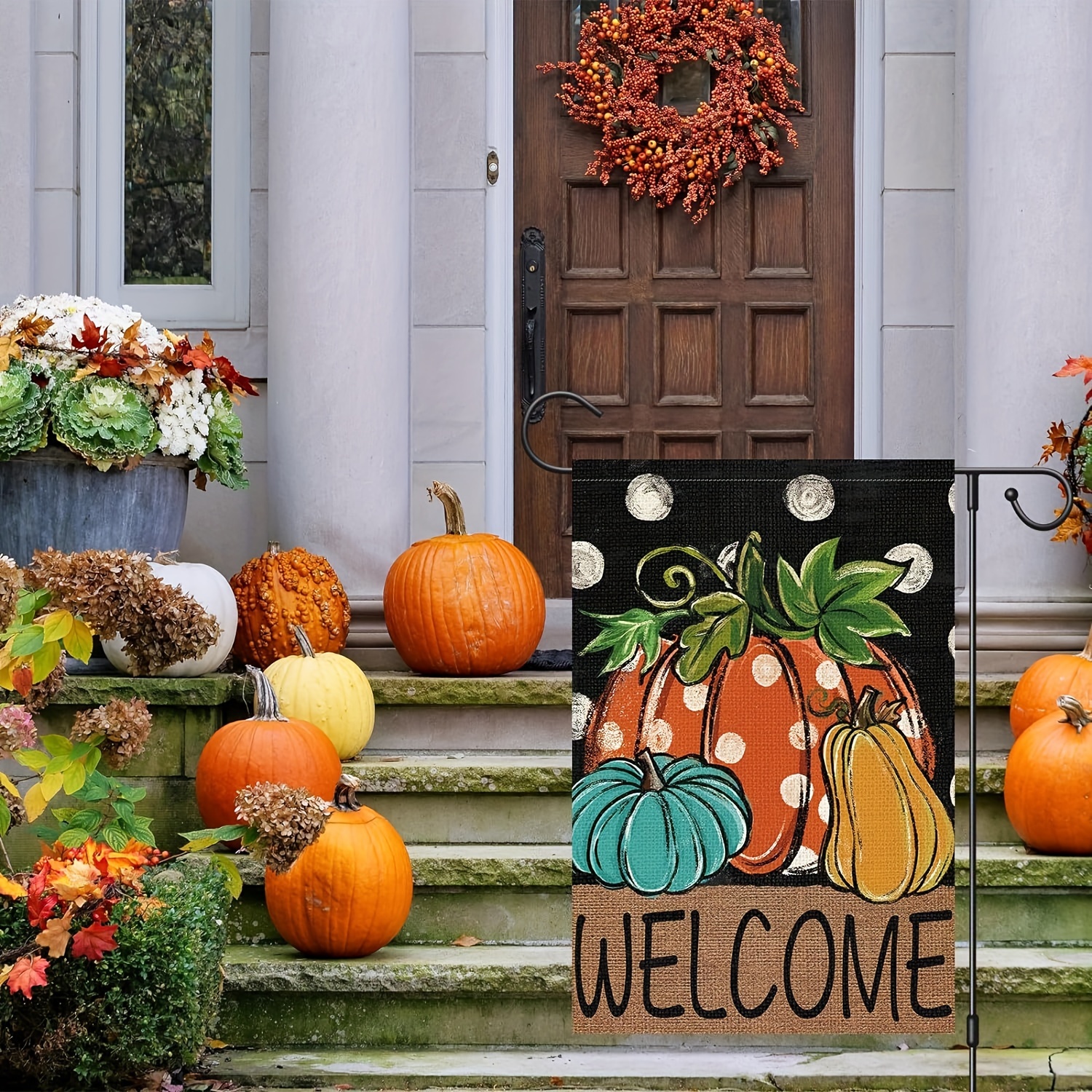 Charming Double-sided Fall Pumpkin Garden Banner - 12x18 Inch, Linen ...