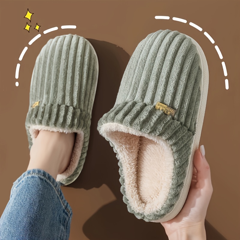 Solid Color Winter Plush Slippers Super Soft Closed Toe - Temu
