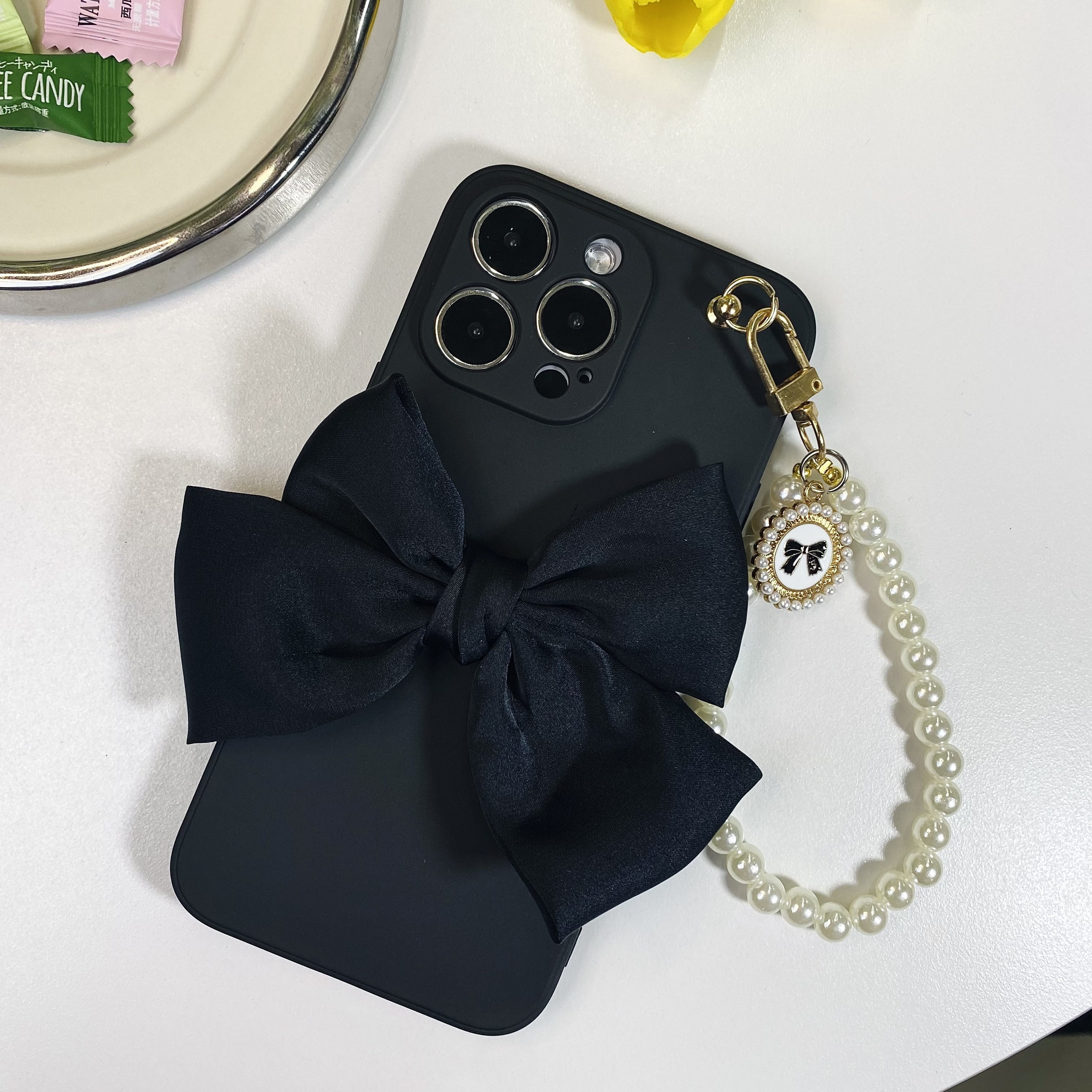 Pearl Chain Bow Cute Protective Case Iphone 15 Pro Max/14/14 - Temu ...