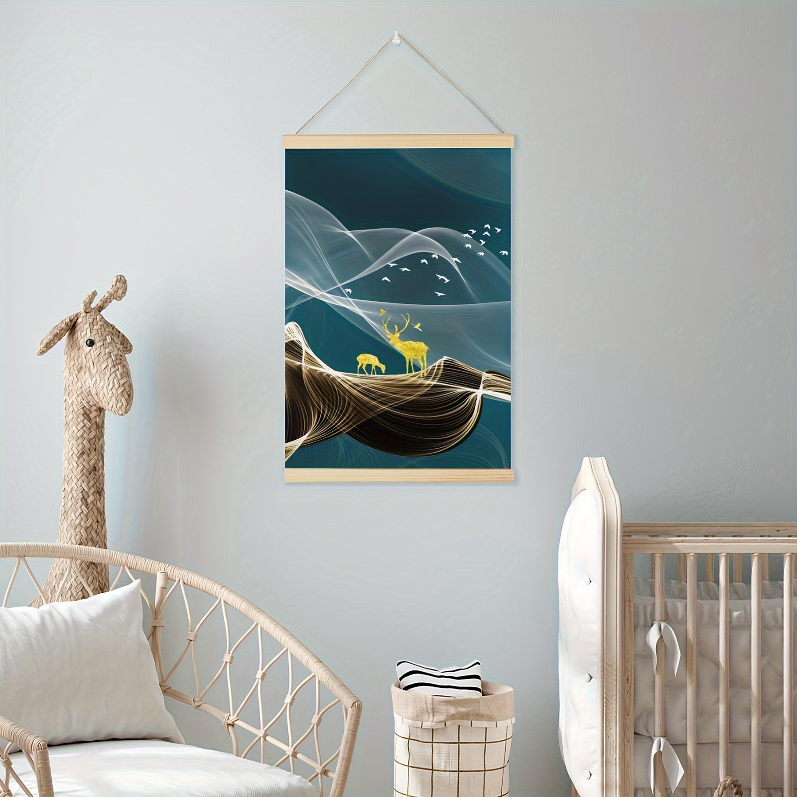 Framed Modern Geometry Line Elk Canvas Painting Wall Art - Temu United ...