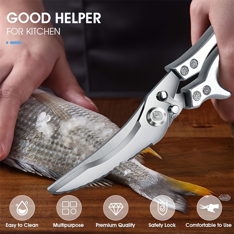 Heavy Duty Stainless Steel Kitchen Scissors With Safety Lock ...