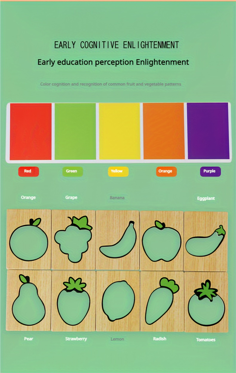 Wooden Fruit Vegetable Color Matching Game Toddlers - Temu