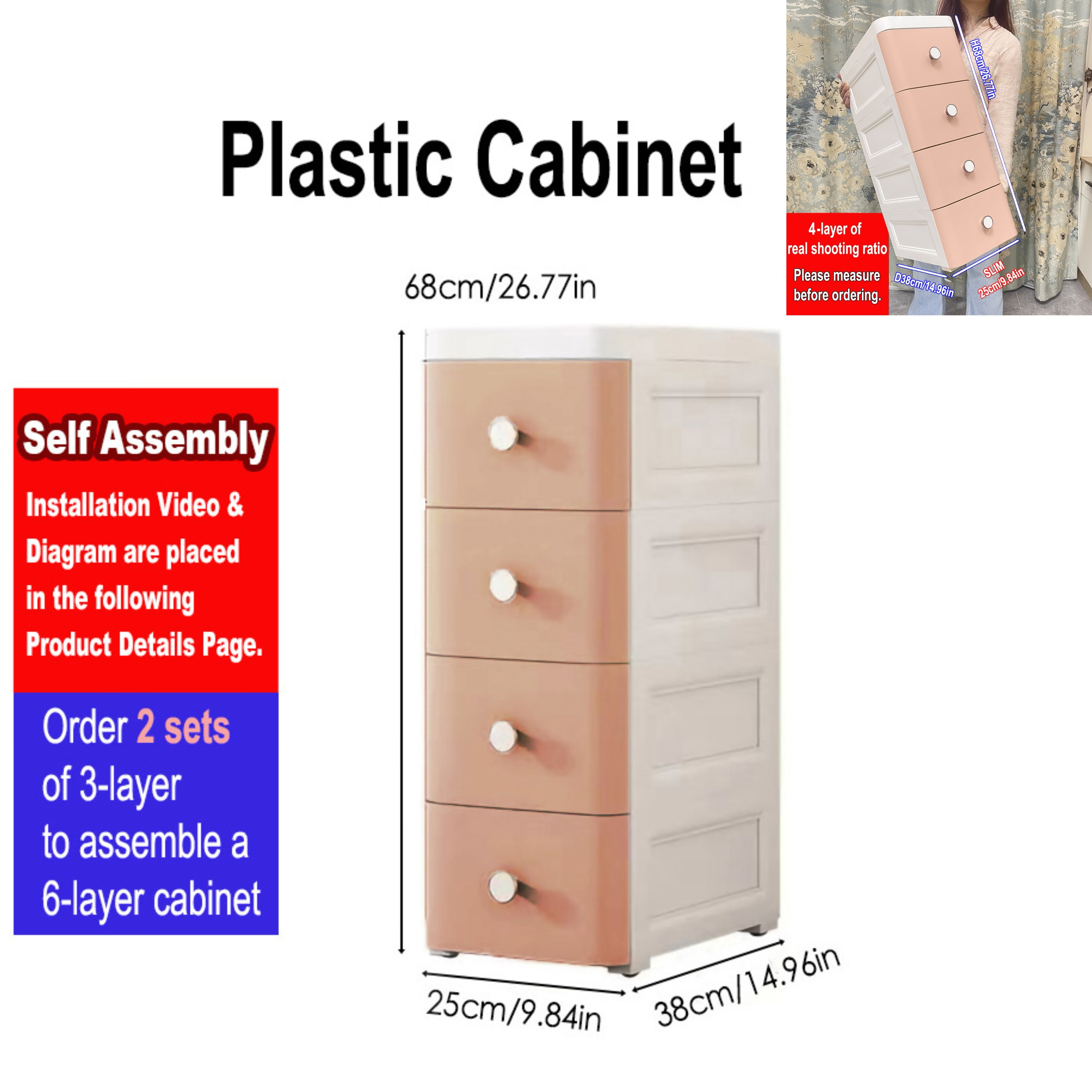 Stacking Cabinet 3/4 layer Plastic Corner Storage Drawer - Temu United ...