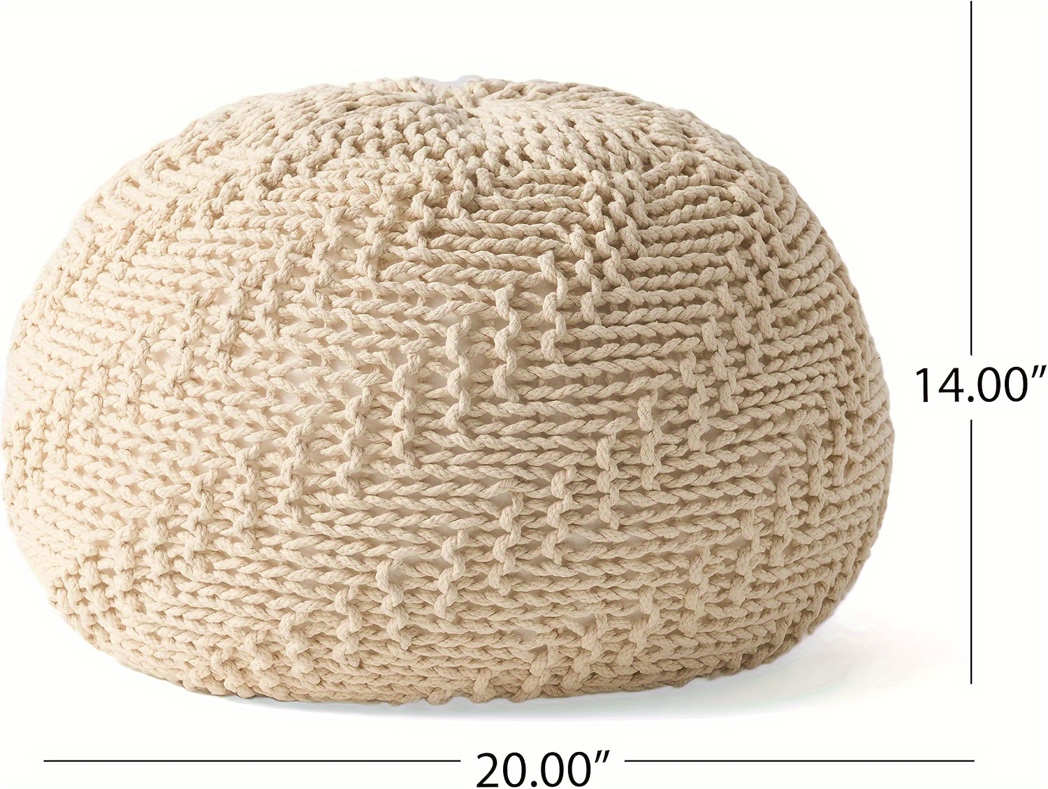 Modern Knit Weave Round Pouf Textured Fabric Ottoman - Temu