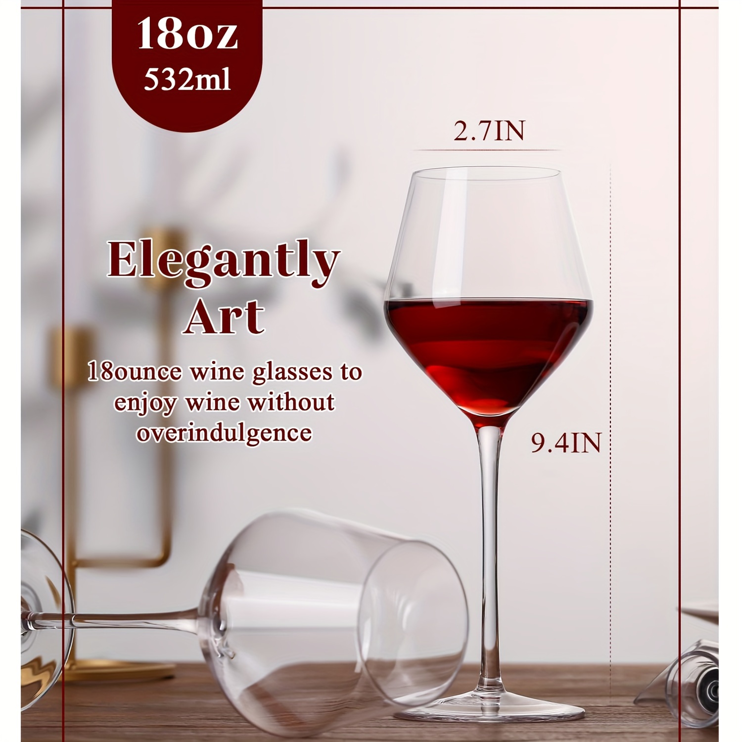 Red/white Wine Glasses Set 4 18 Ounce Lead free Crystal - Temu