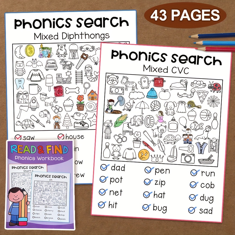 43 Pages Kids' Learning Read Find Phonics Search Worksheets - Temu ...