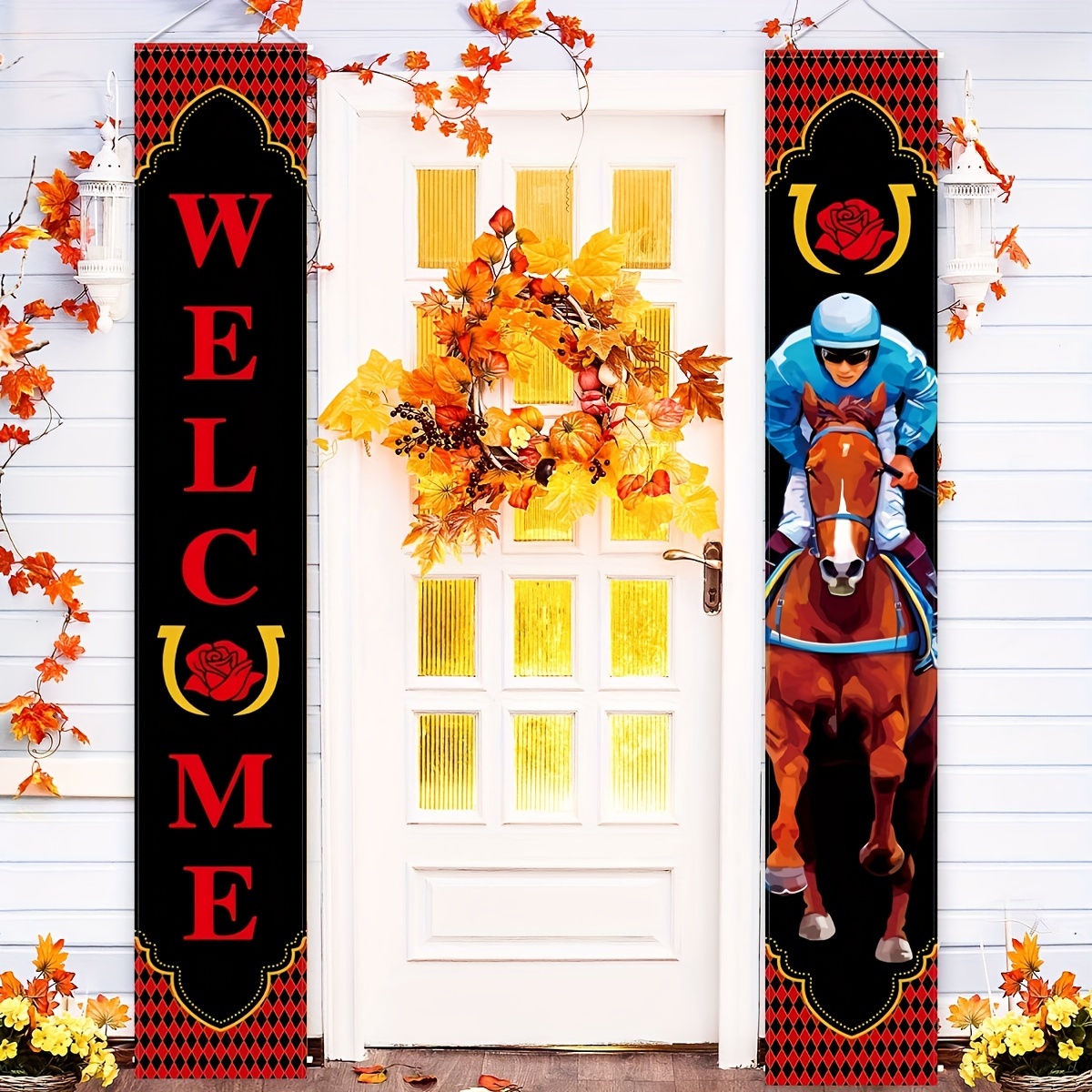 Welcome Banners Run Rose Horse Race Decor - Temu