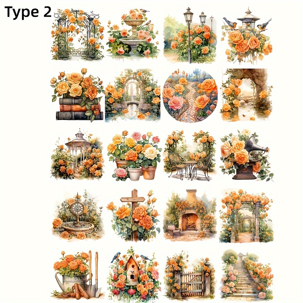 Vintage Creative Orange Black Rose Garden Landscape Retro - Temu
