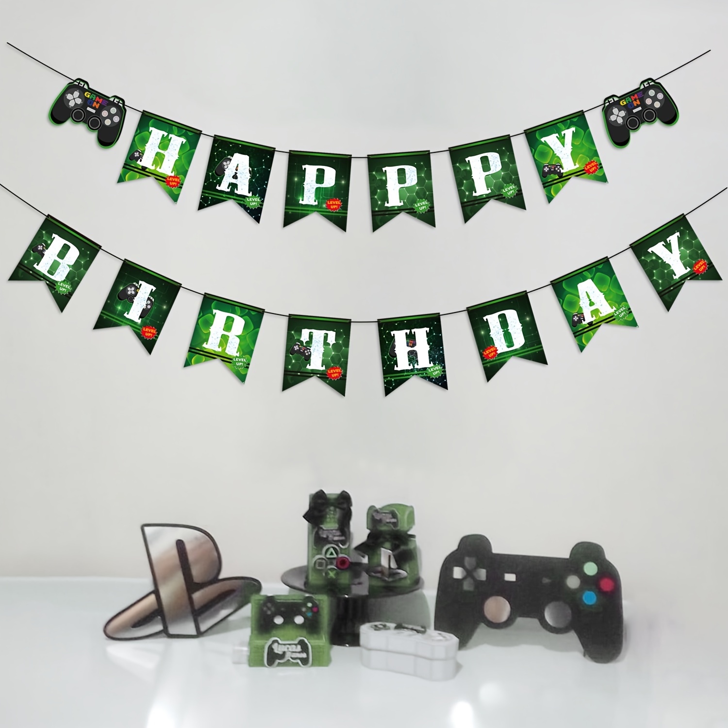 2pcs Game Happy Birthday Banner Video Games Birthday Party Banner Video ...