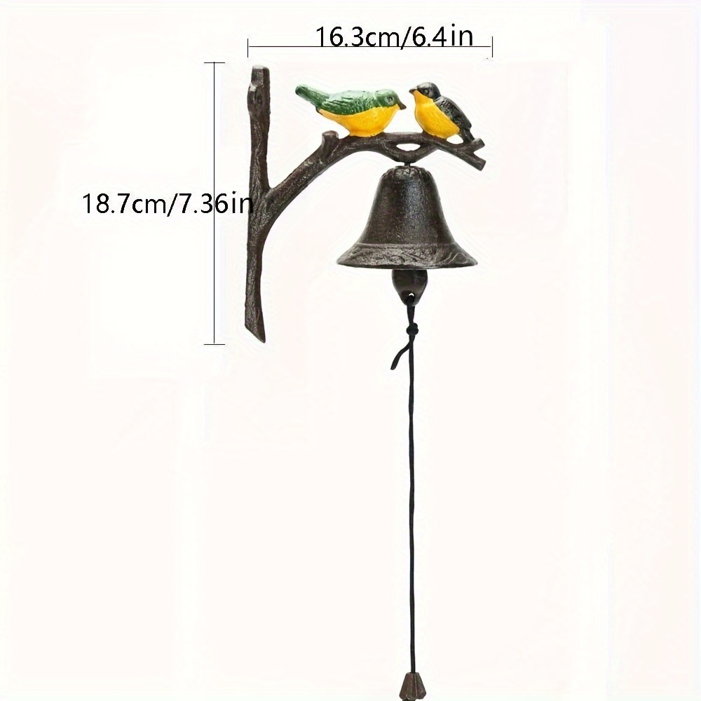 Rustic Iron Wall mounted Bell Hand painted Birds – Cast Iron - Temu