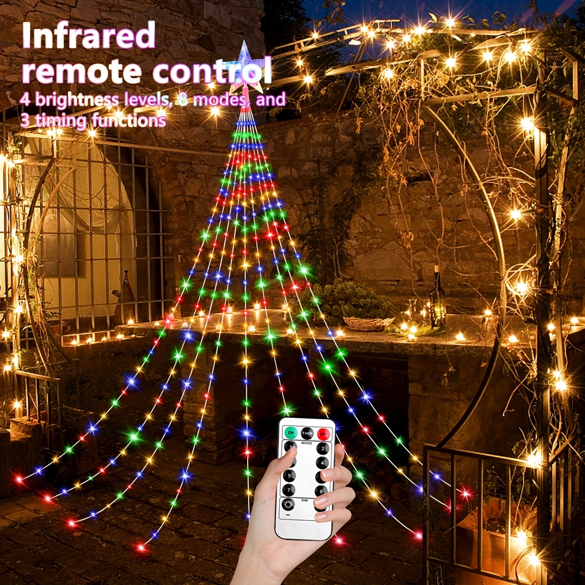 Set, Usb Waterfall Light With Topper Star, Waterfall Tree Lights, 2m/6 ...