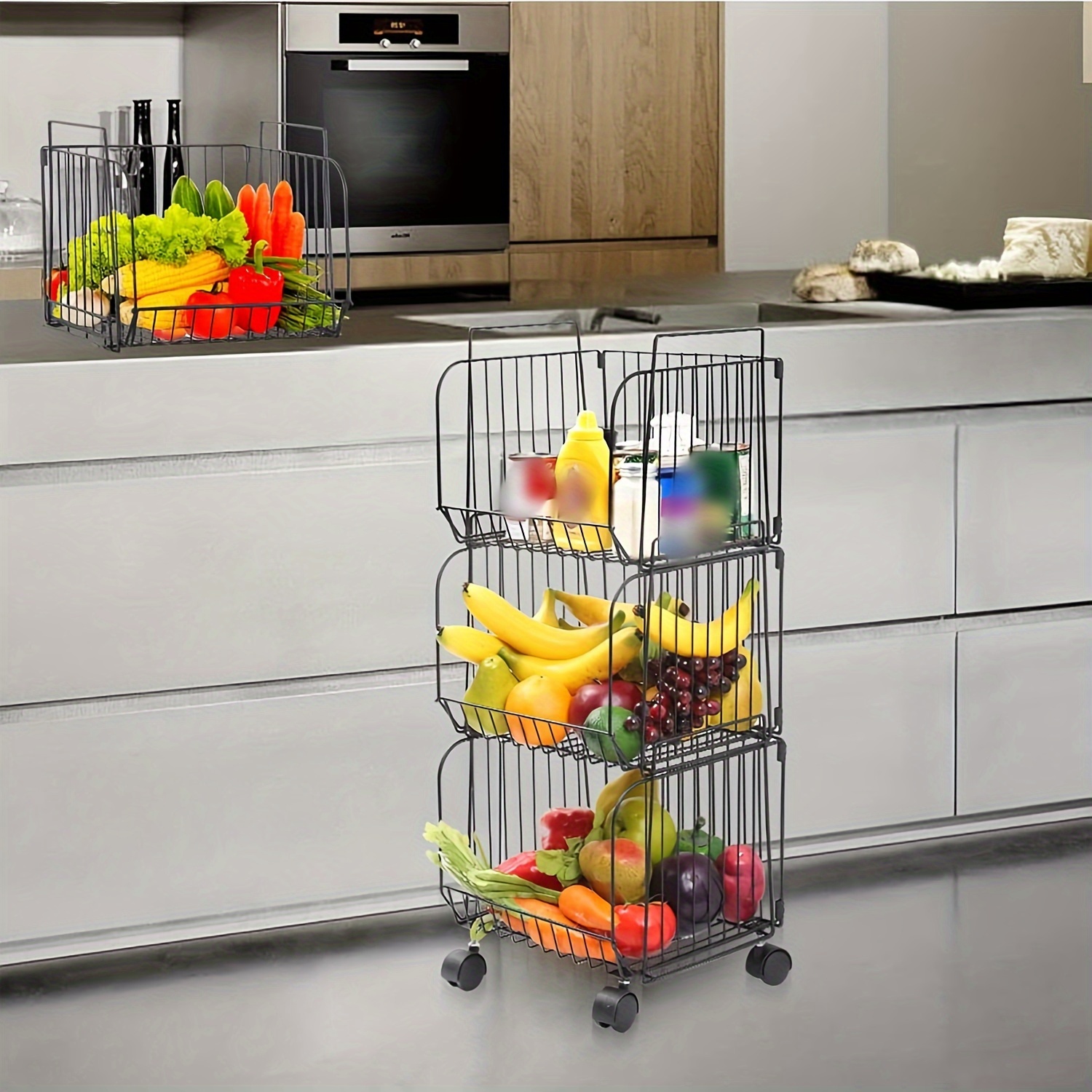 Fruit Vegetable Storage Basket 3 Tier Stackable Metal Wire - Temu