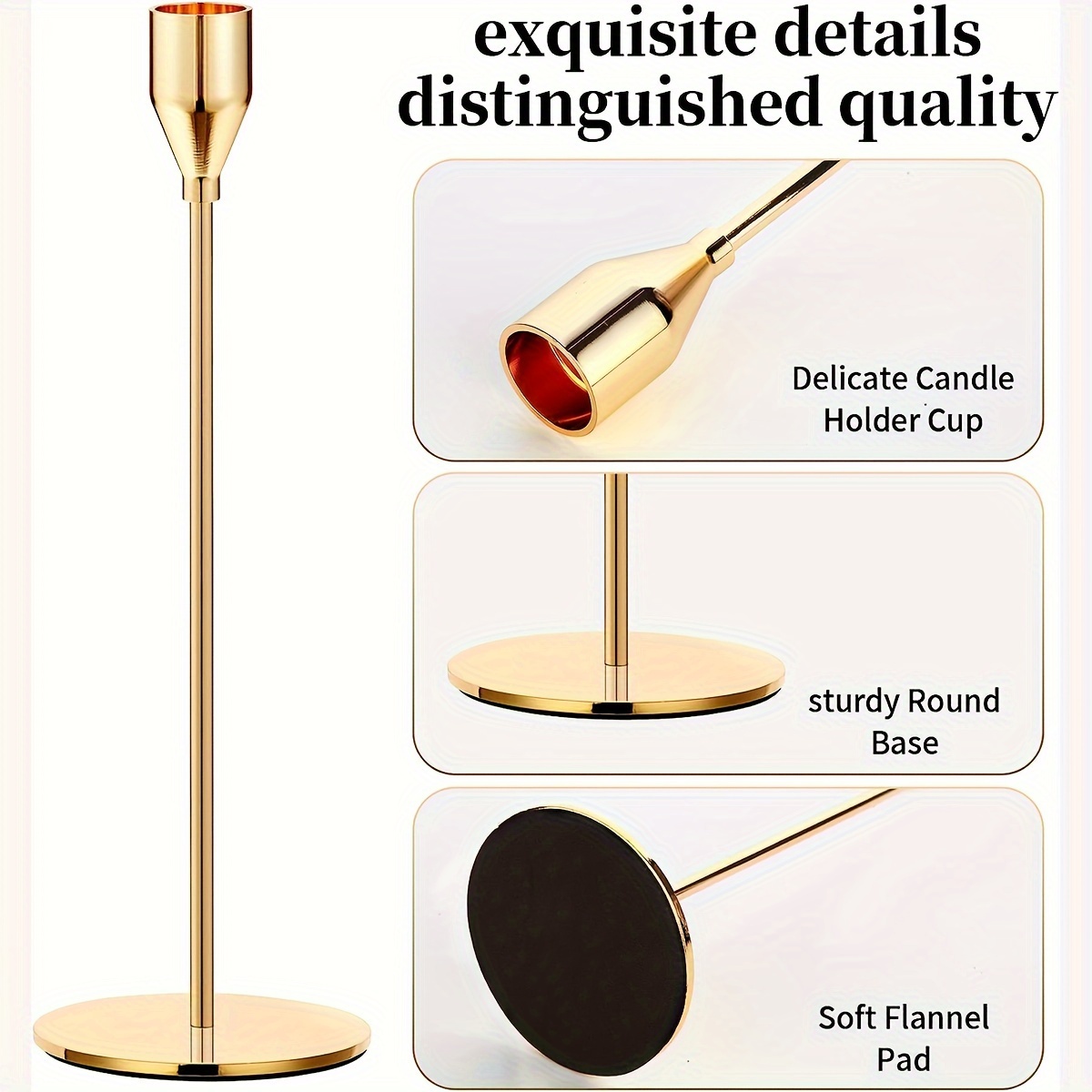 6 golden taper candle holder for wedding dinning party fits 3 4 inch ...
