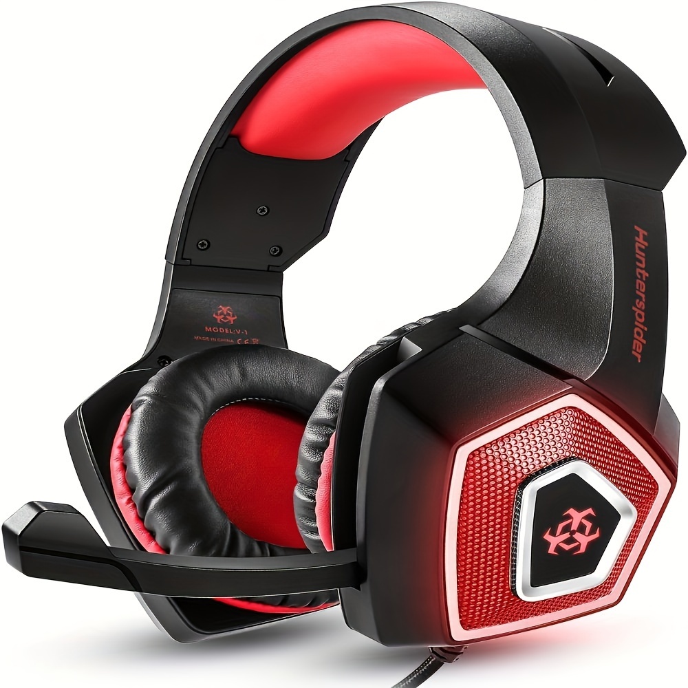 Gaming Headset Led Lights Ear Noise Cancelling Mic Stereo - Temu