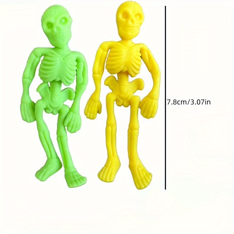 16-piece Mini Halloween Skeleton Toys - Colorful, Flexible Rubber ...
