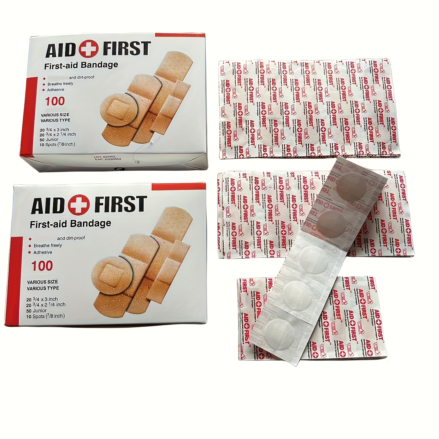 First Aid Adhesive Bandages - 100pcs Assorted Sizes For Wound ...