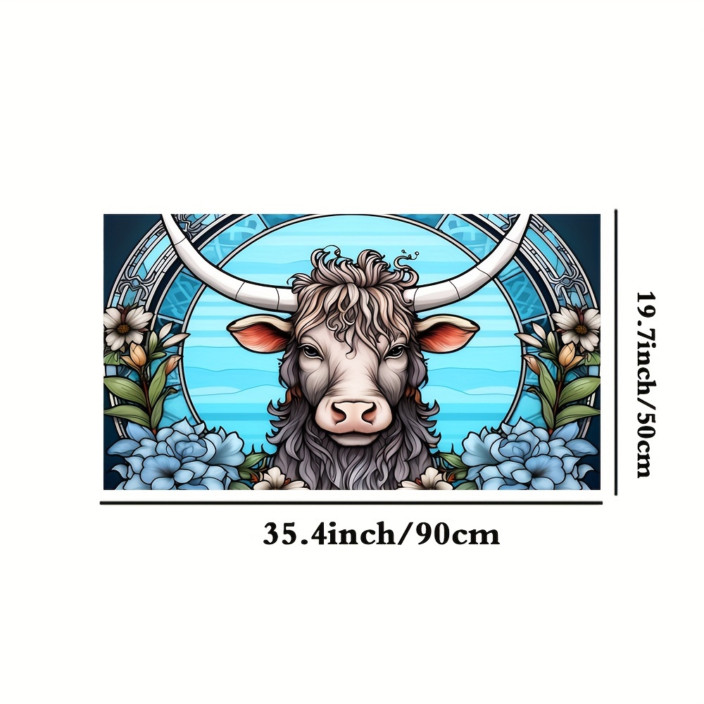 stained glass window film cow flower static cling decorative - Temu ...