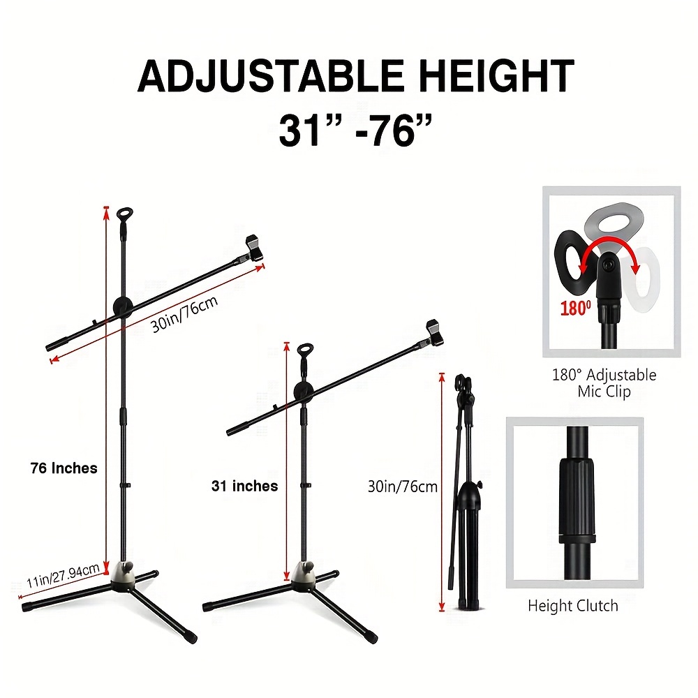 Tripod Mic Stand Pair Heavy Duty Height Adjustable Floor - Temu