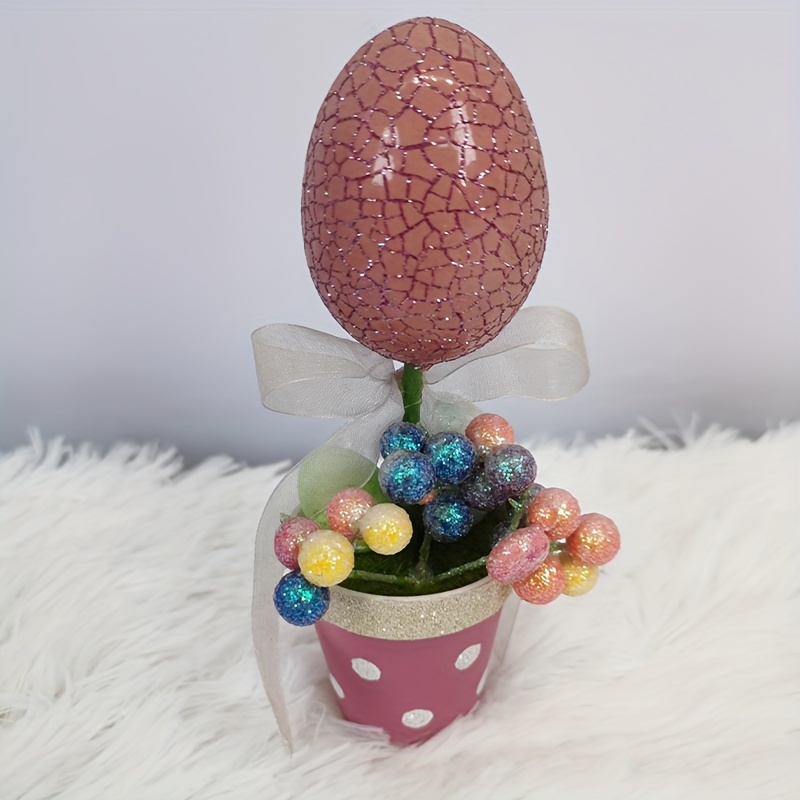 Easter Simulation Egg Potted Ornament Decoration Glitter - Temu Australia
