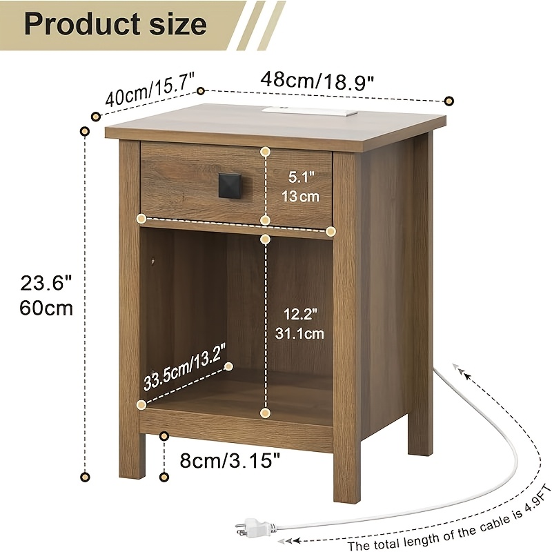 Modern Metal Nightstand Side Table Drawer - Temu