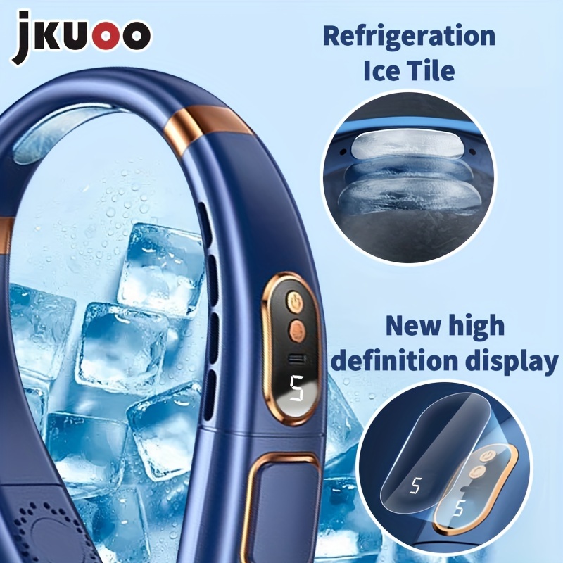 Jkuoo 2025 Stylish Neckband Personal Fan Colorful Led - Temu Canada