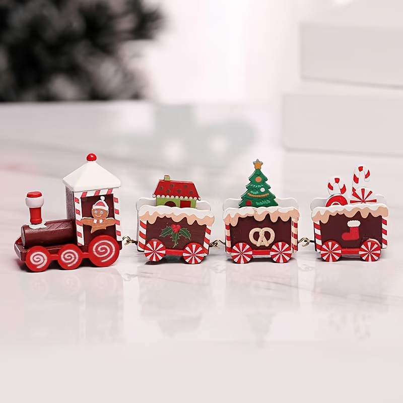 Christmas Train Set Decorative Wooden Toy Festive Holiday - Temu