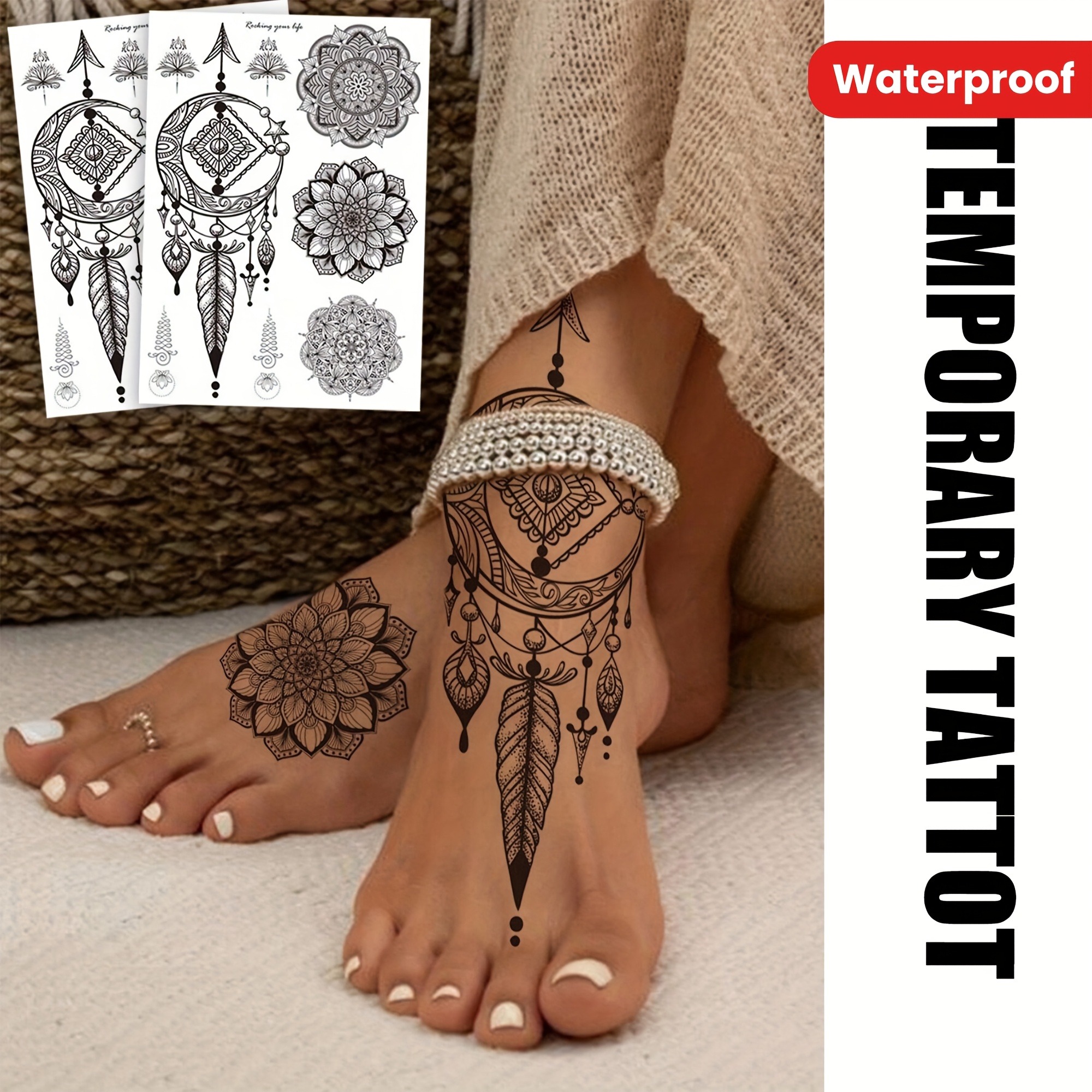 Mandala Foot Tattoo Stencil