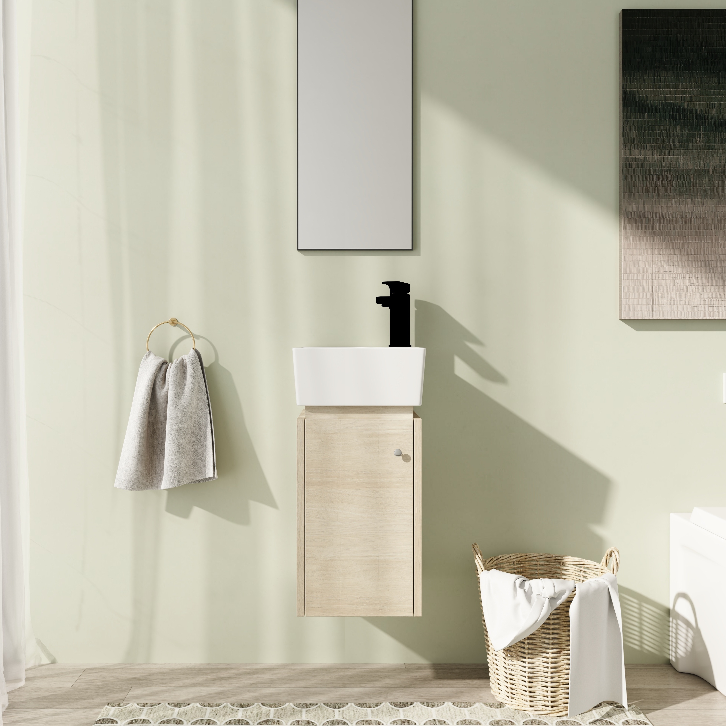 Bathroom Vanity Sink Floating Bathroom Vanity Small Space - Temu