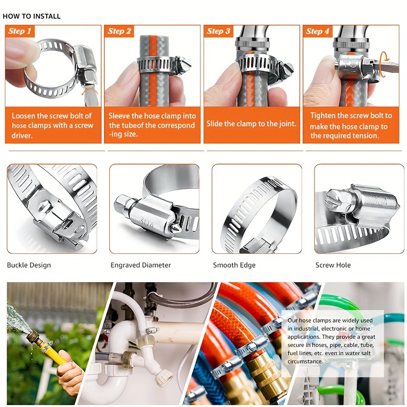 Hose Clamp Set –1 304 Stainless Steel Worm Gear Hose Clamp - Temu Australia
