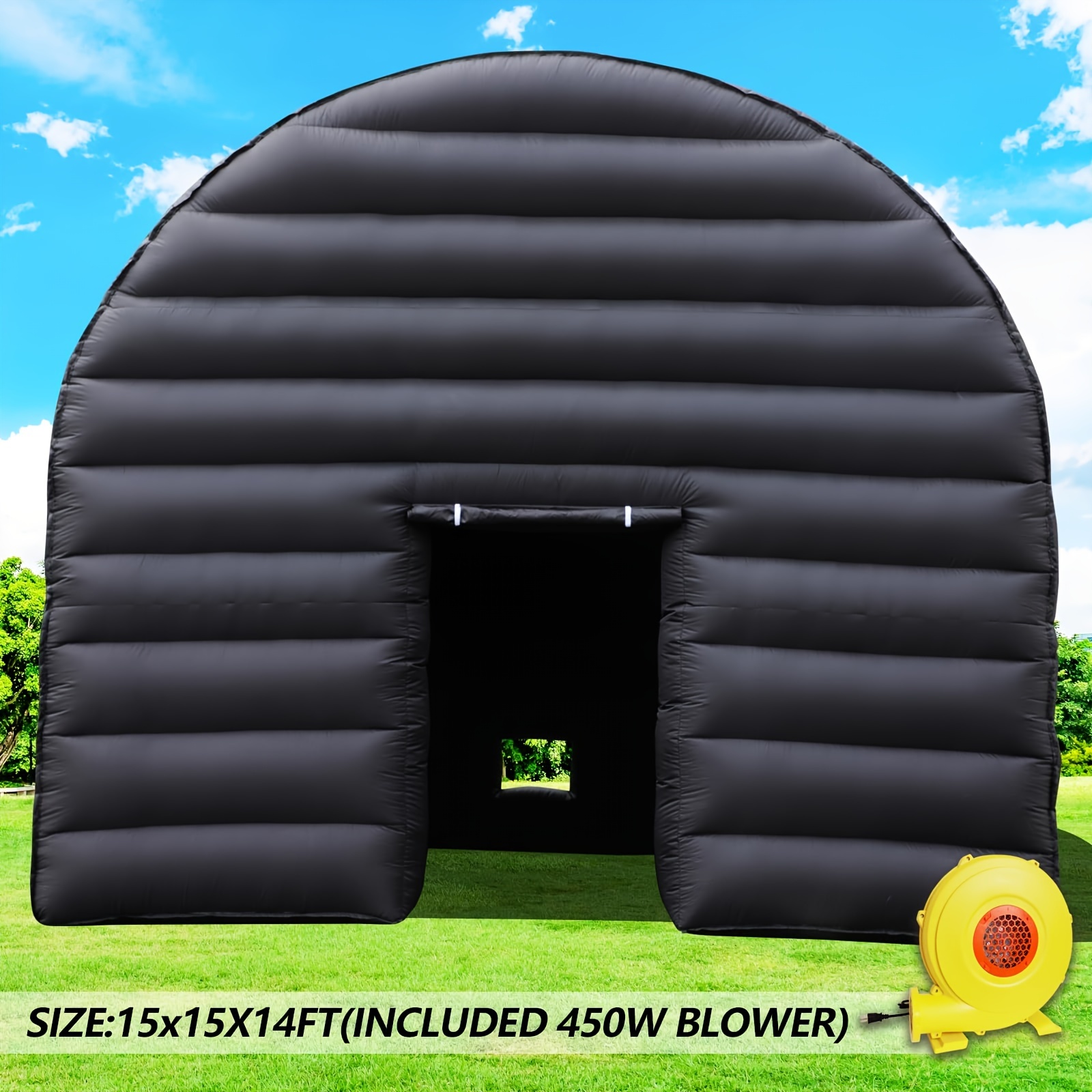 Large Black Inflatable Tent 15x15x14ft Blower Square Gazebo Large ...