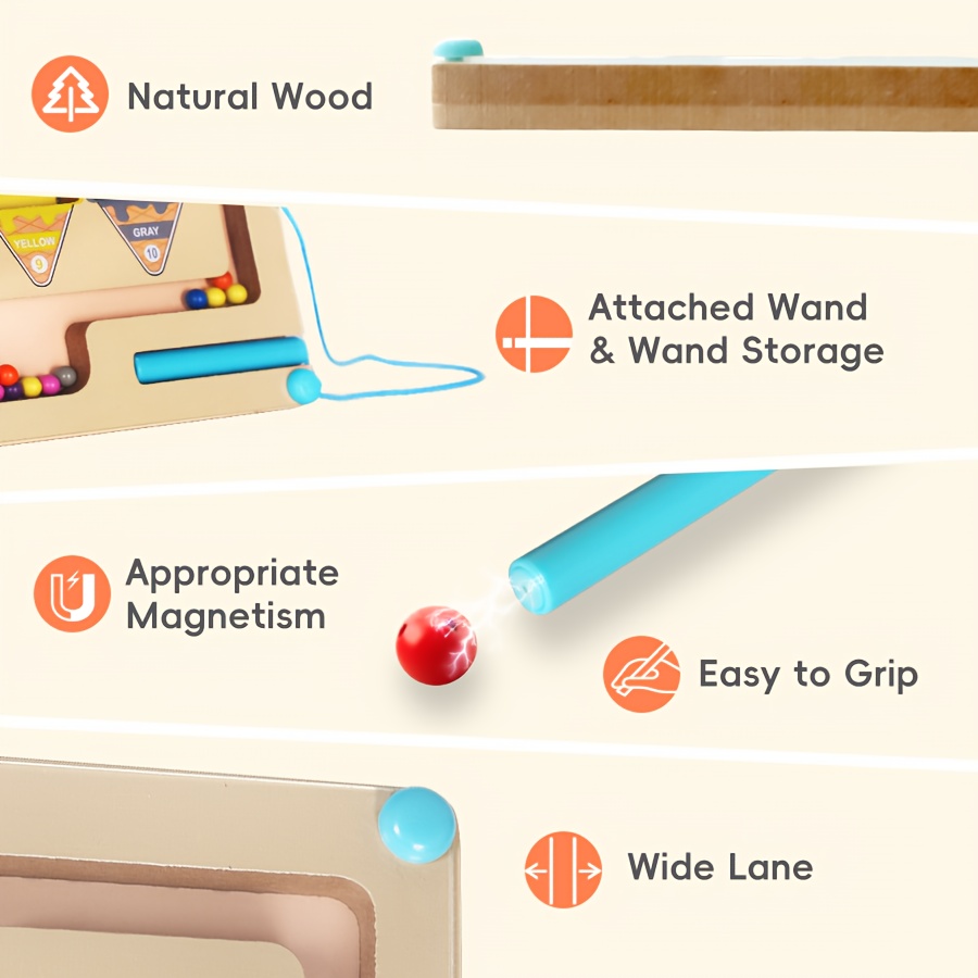 wooden magnetic maze puzzle board color number sorting - Temu