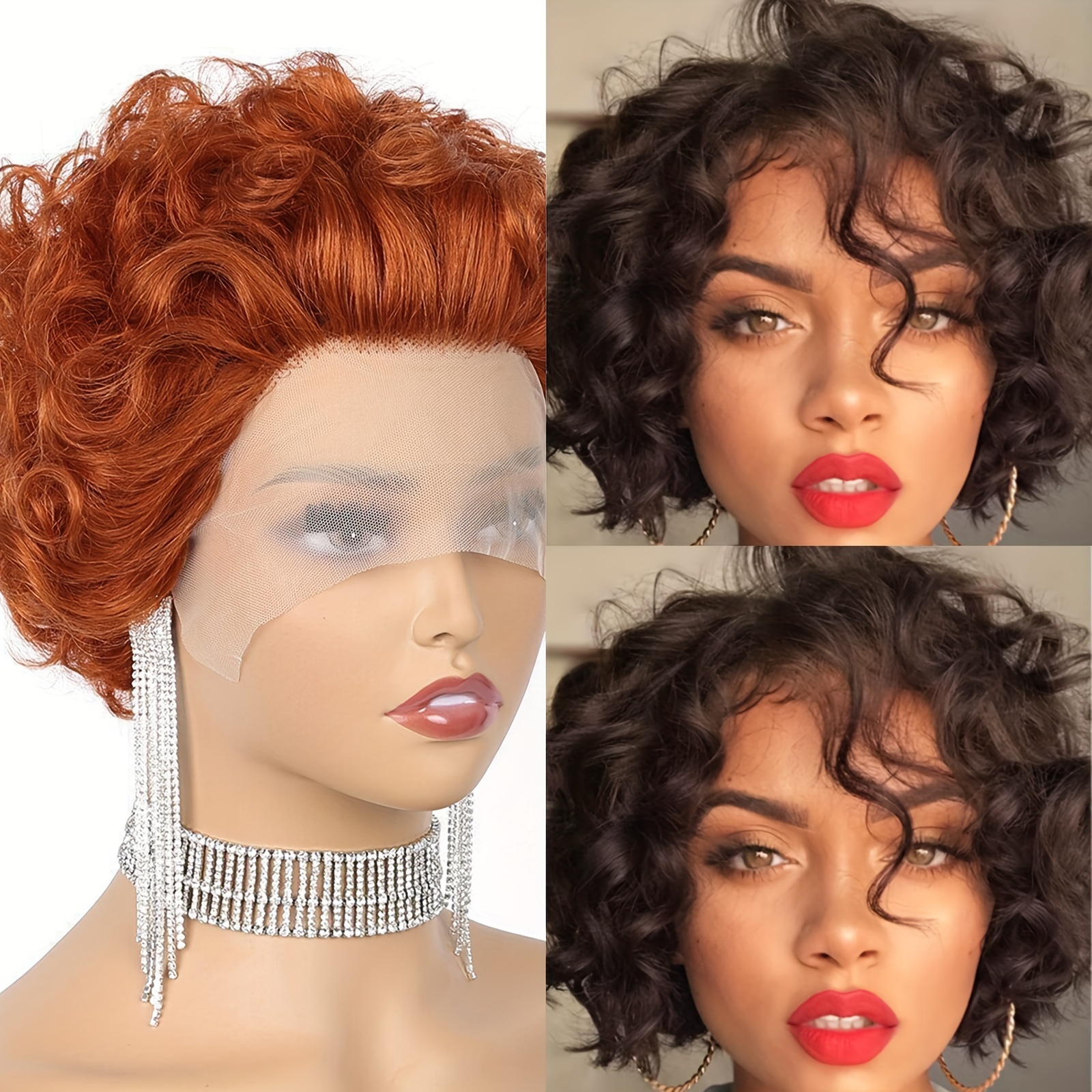 200% 13x4 Human Hair Wig Short Wavy Wig 13x4 Lace Front Wig - Temu ...