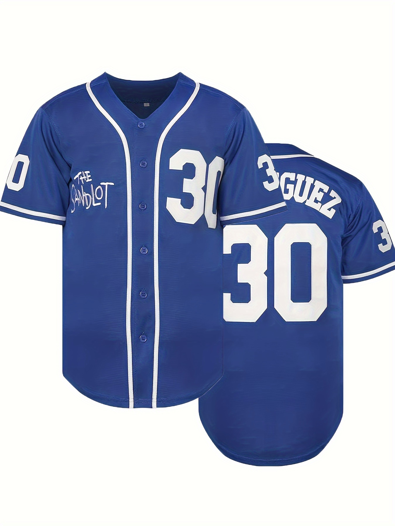 plus size #30 embroidered blue baseball jersey - Temu Australia