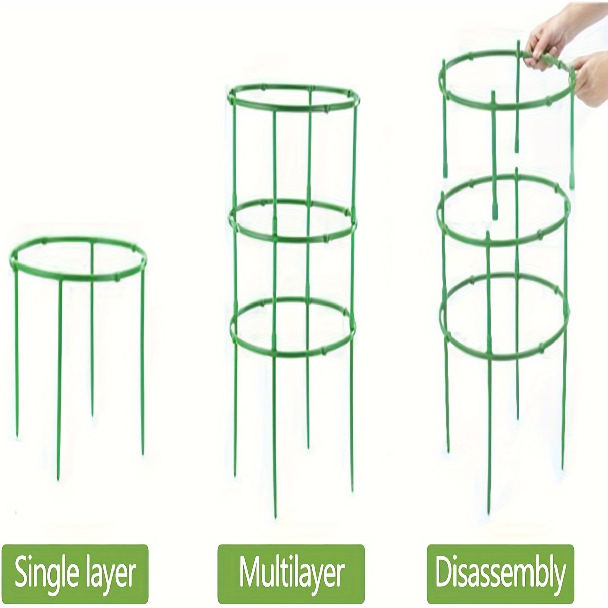 5/10 Pack Garden Plant Support Cages - Durable Green Plastic Tomato ...