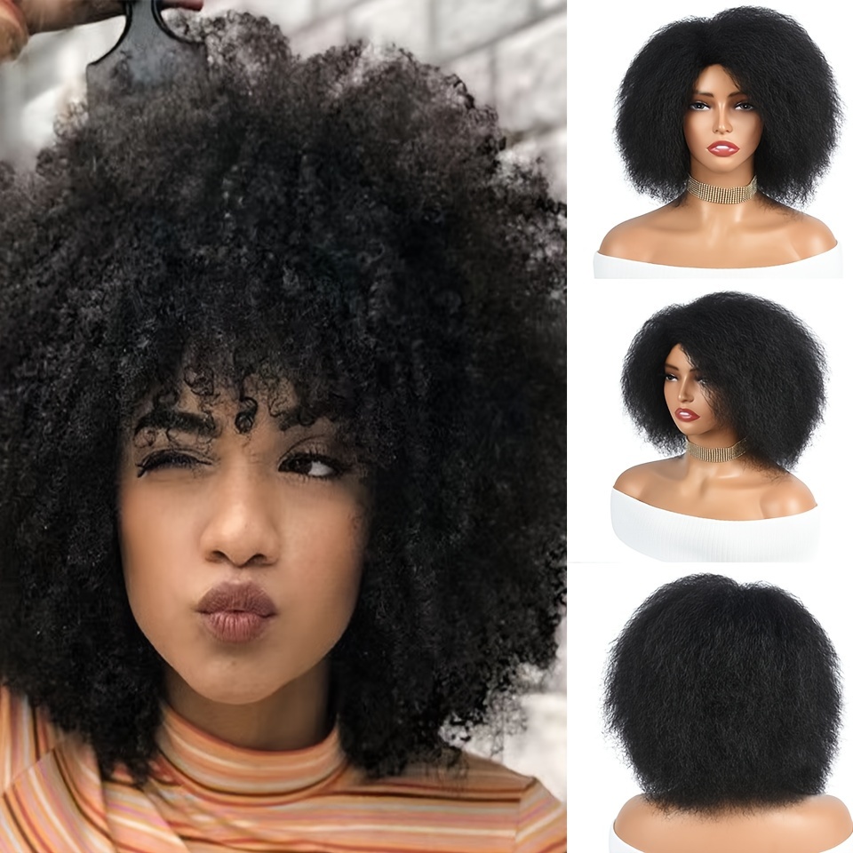 1pc Fiber Elegant Afro Curly Short Wig for Women High Temperature Fiber 150 Density Cap Black Afro Twist Style