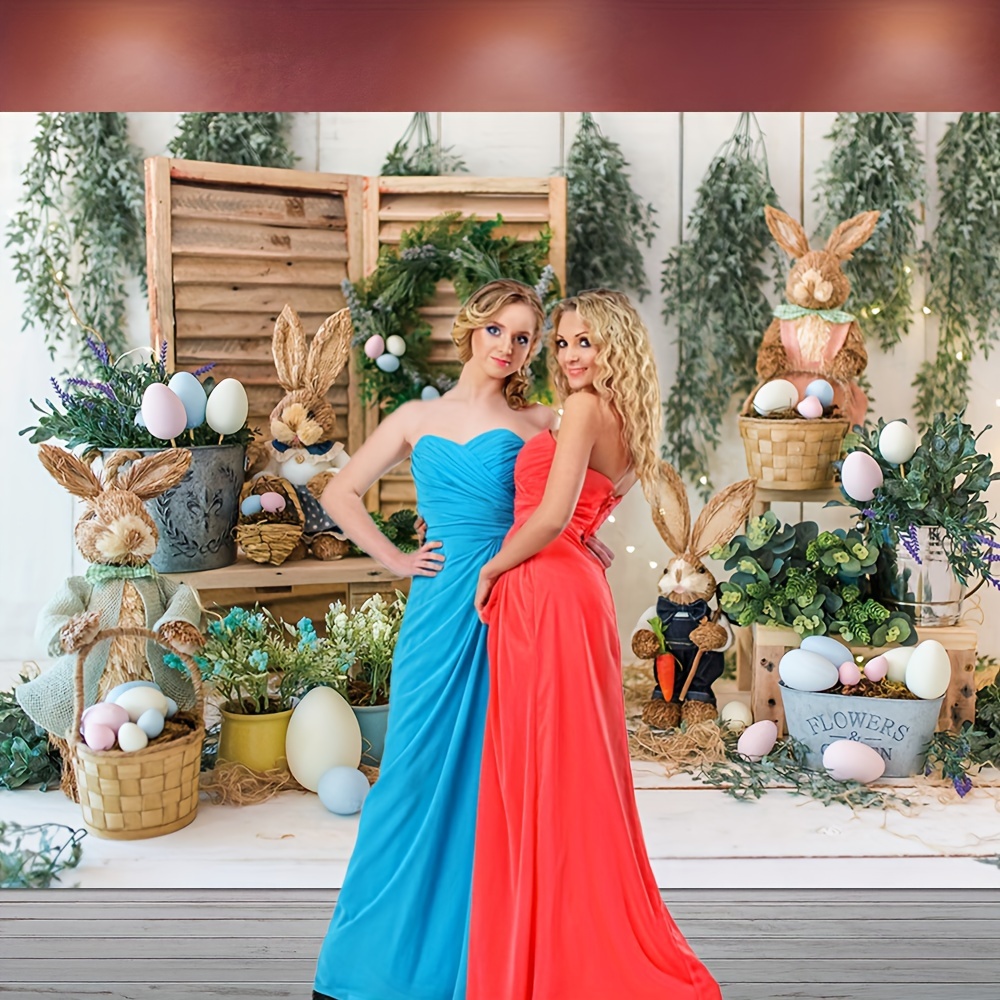 Easter Photo Background Plants Flowers Lamp String Rabbit - Temu ...