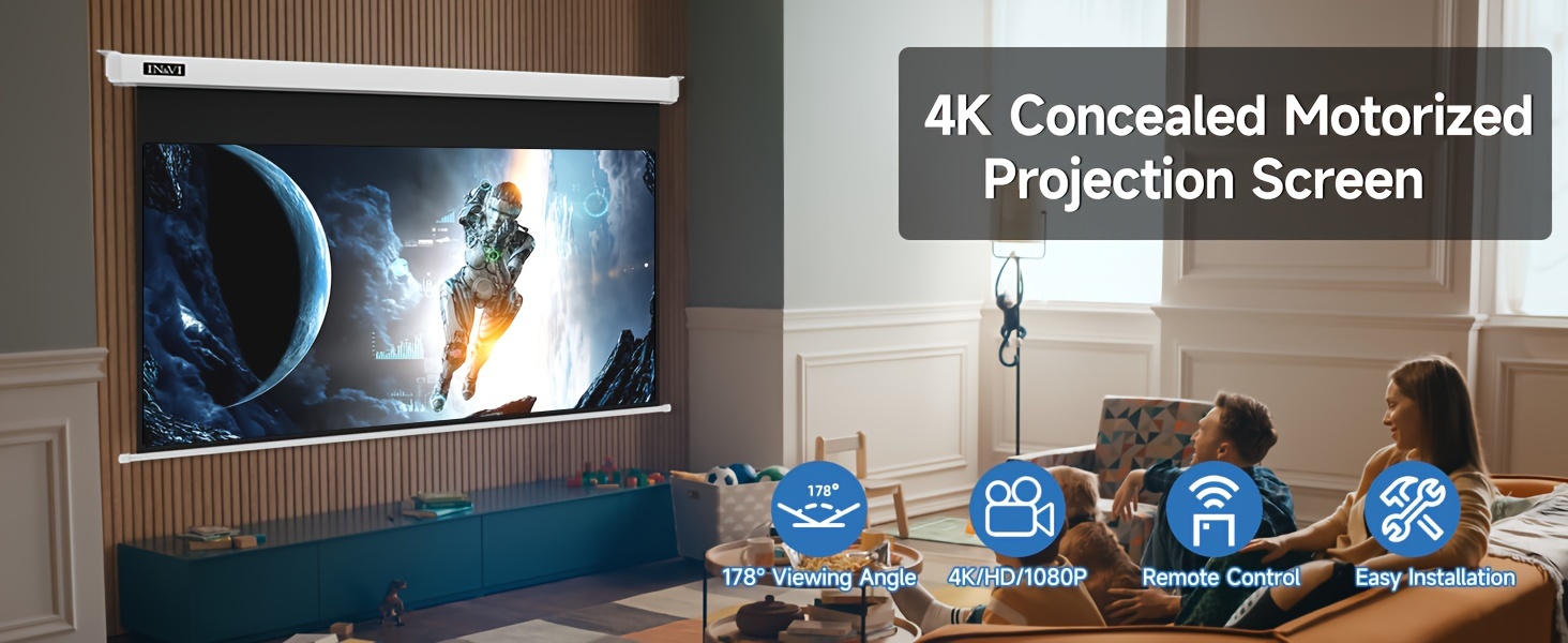 In vi Motorized Projector Screen 178°viewing Angle Electric - Temu